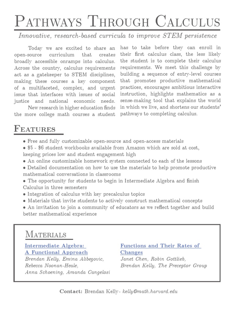 Pathways Through Calculus | PDF