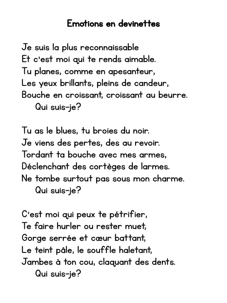 Devinettes sur les émotions | PDF