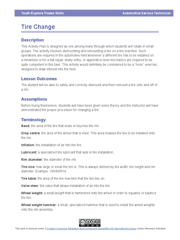 Tire Change: Description | PDF | Tire | Machines