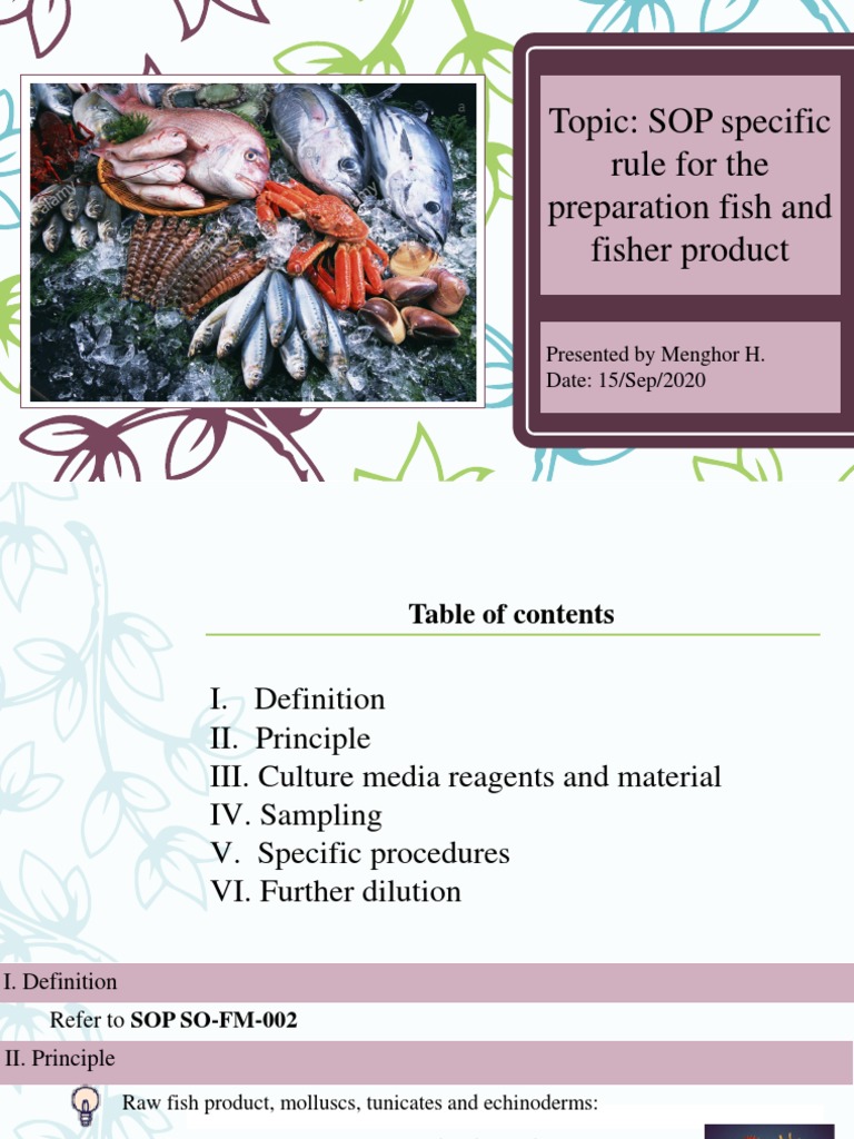 Topic: SOP Specific Rule For The Preparation Fish and Fisher Product ...