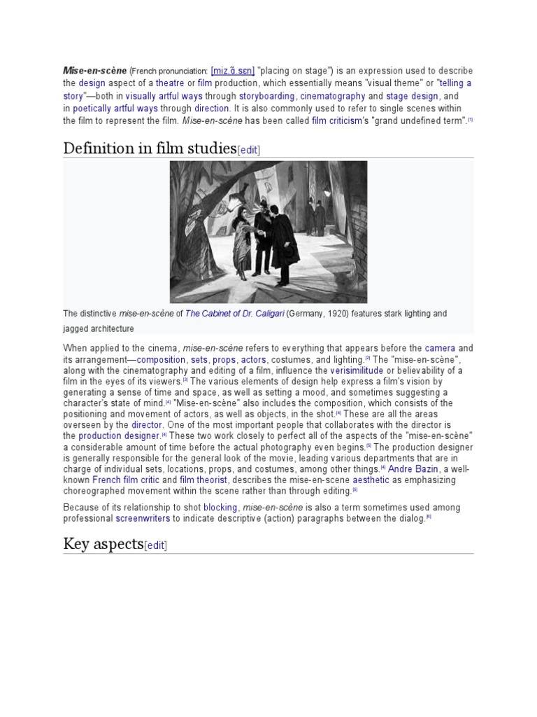 Definition in Film Studies: Mise-En-Scène ( | PDF | Composition (Visual ...