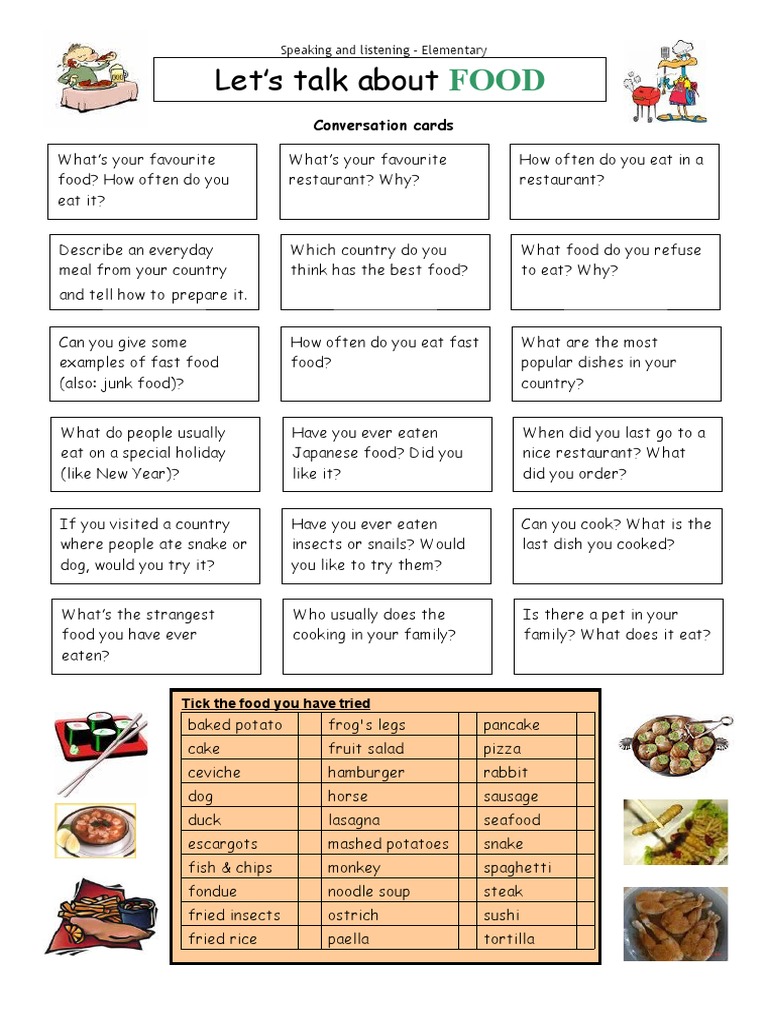 Food Conversation Cards for Beginners | PDF | Japanese Cuisine | Potato