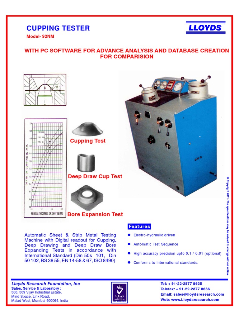 Cupping Tester: With PC Software For Advance Analysis and Database ...