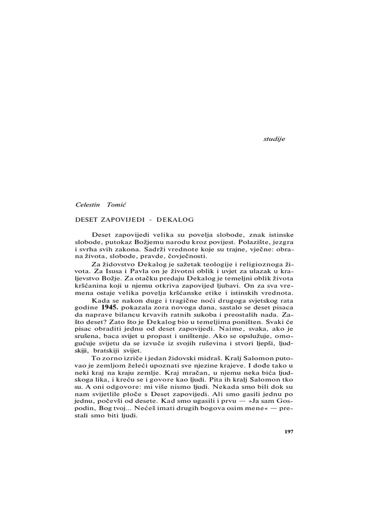 5c Celestin Tomic Deset Zapovijedi Dekalog | PDF