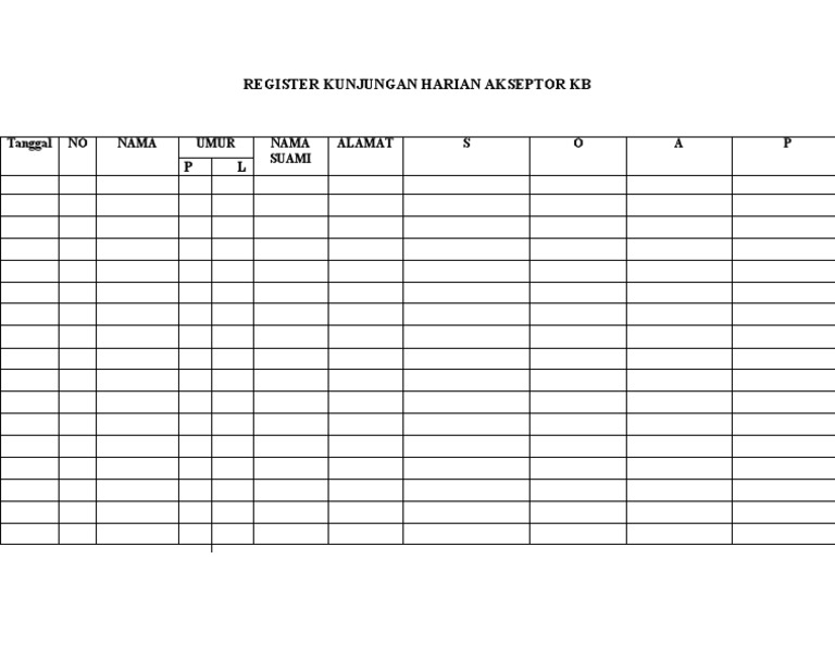 Register Kunjungan Harian Ibu Hamil | PDF