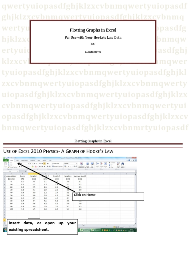 Plotting Graphs in Excel: For Use With Your Hooke's Law Data | PDF ...