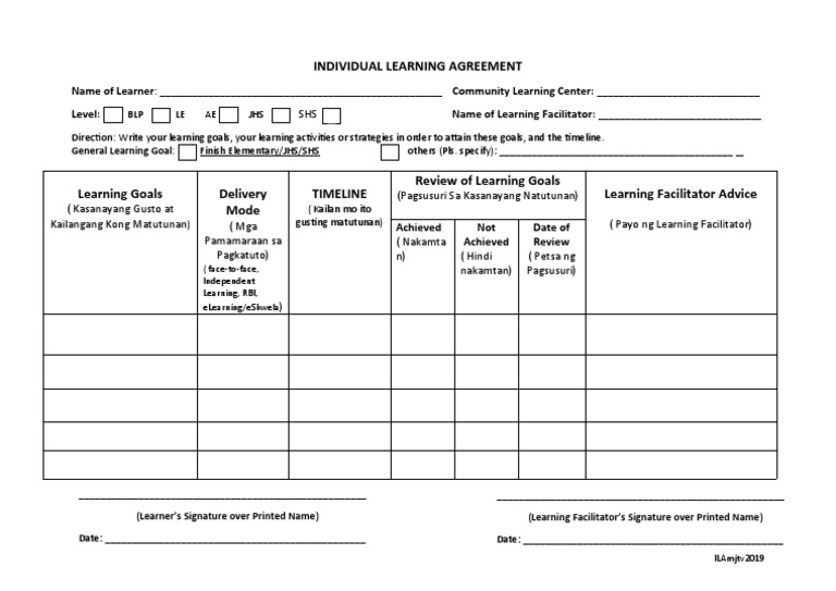 Assessment Form 1 3 - ILA REVIEW OF LEARNING GOAL | PDF