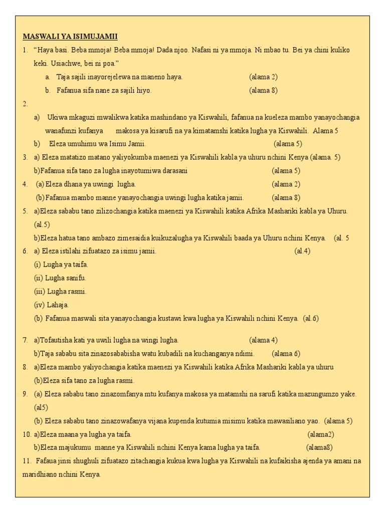 Maswali Ya Isimujamii | PDF