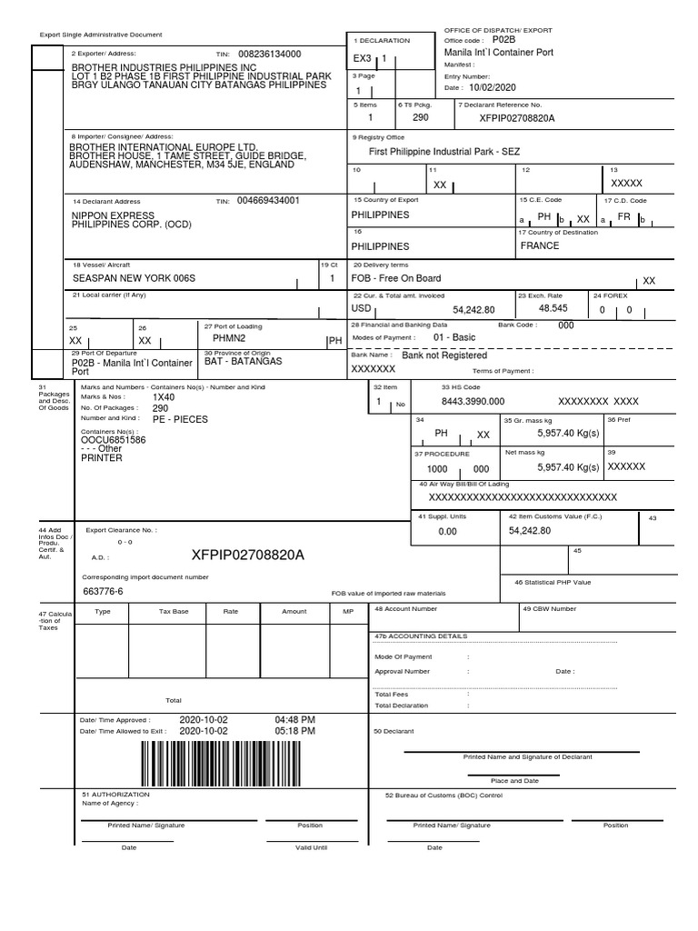Export Single Administrative Document | PDF | Shipping Service | Trade