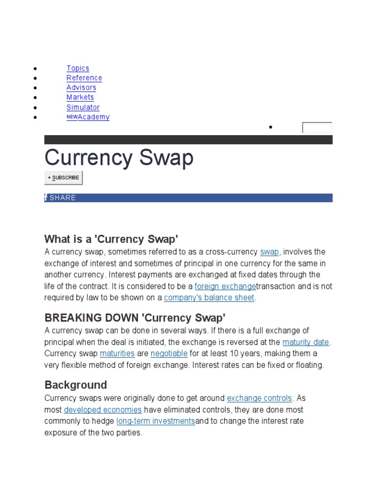 What Is A Currency Swap PDF Currency Swap Swap Finance 