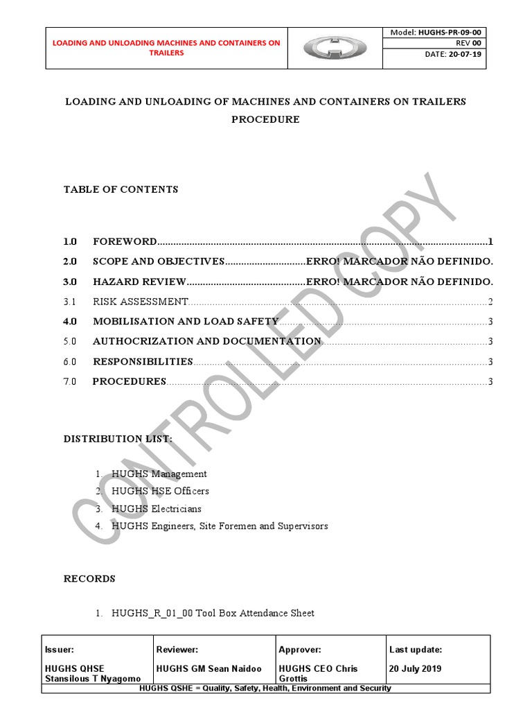 Procedure For Offloading | PDF | Crane (Machine) | Forklift