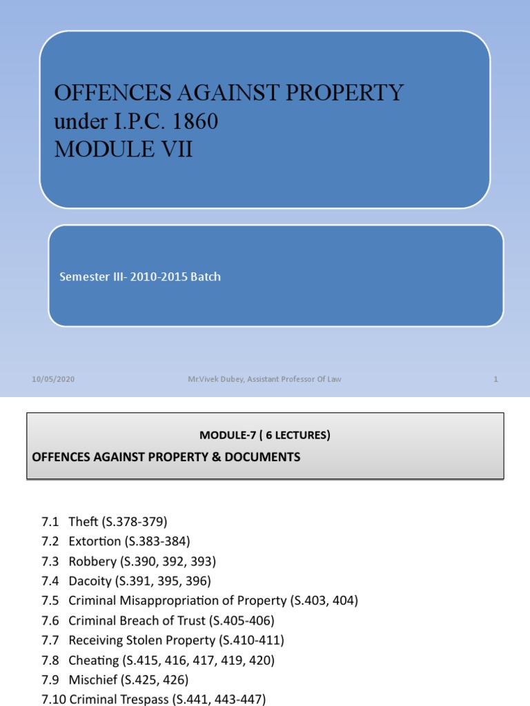 Lecture-30 & 31 (Theft, Extortion, Robbery & Dacoity) | PDF | Robbery | Theft
