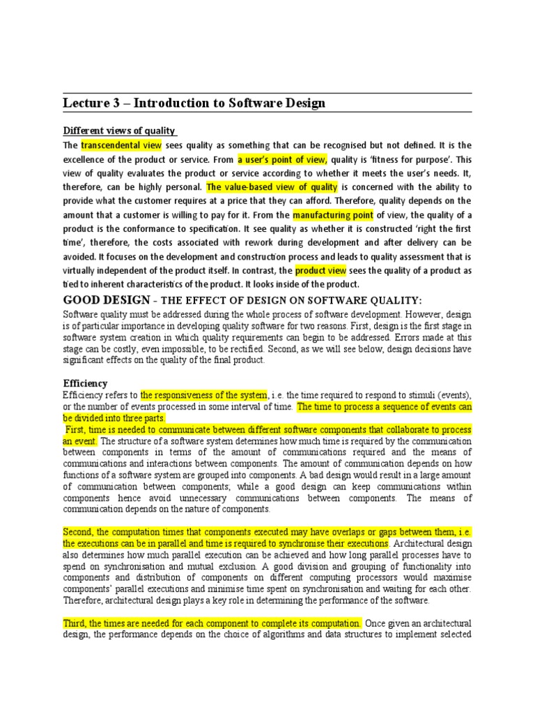 Lecture 3 - Introduction To Software Design | PDF | Reliability ...