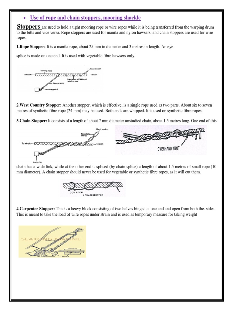 Use of Rope and Chain Stoppers PDF | PDF
