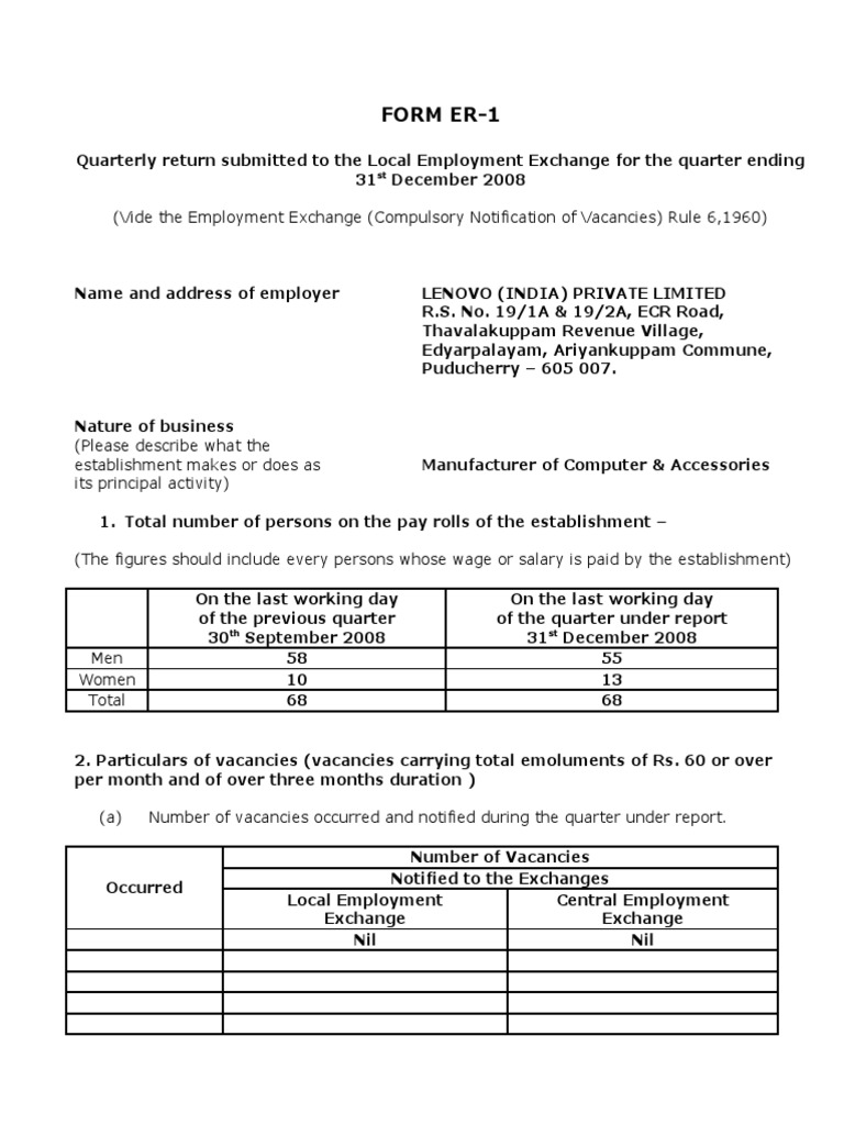 Form Er-1 | PDF | Employment Compensation | Adulthood