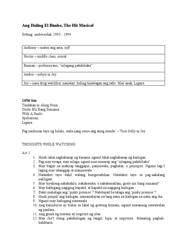 Ang Huling El Bimbo | PDF