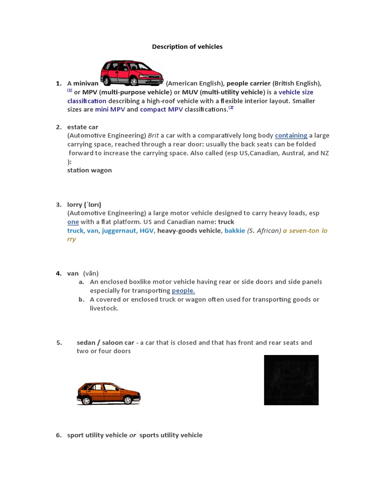 Description of Vehicles | PDF | Sport Utility Vehicle | Truck