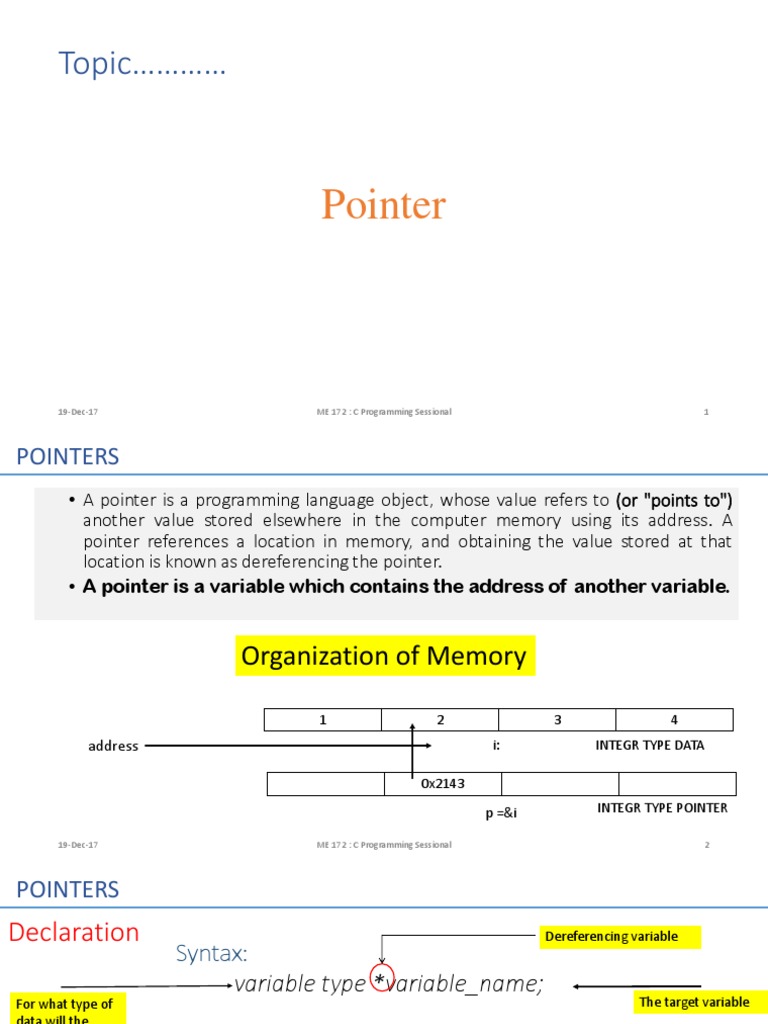 Topic : Pointer | PDF | Pointer (Computer Programming) | Array Data ... Topic : Pointer | PDF | Pointer (Computer Programming) | Array Data ...
