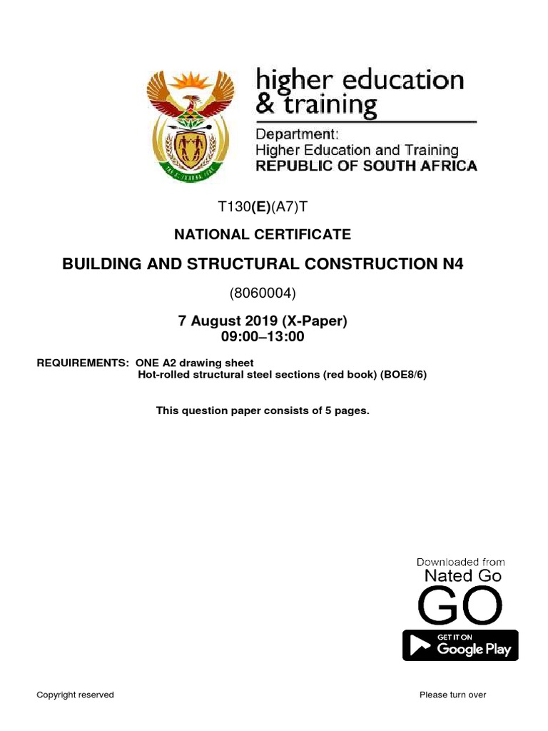 Building and Structural Construction N4: National Certificate | PDF ...