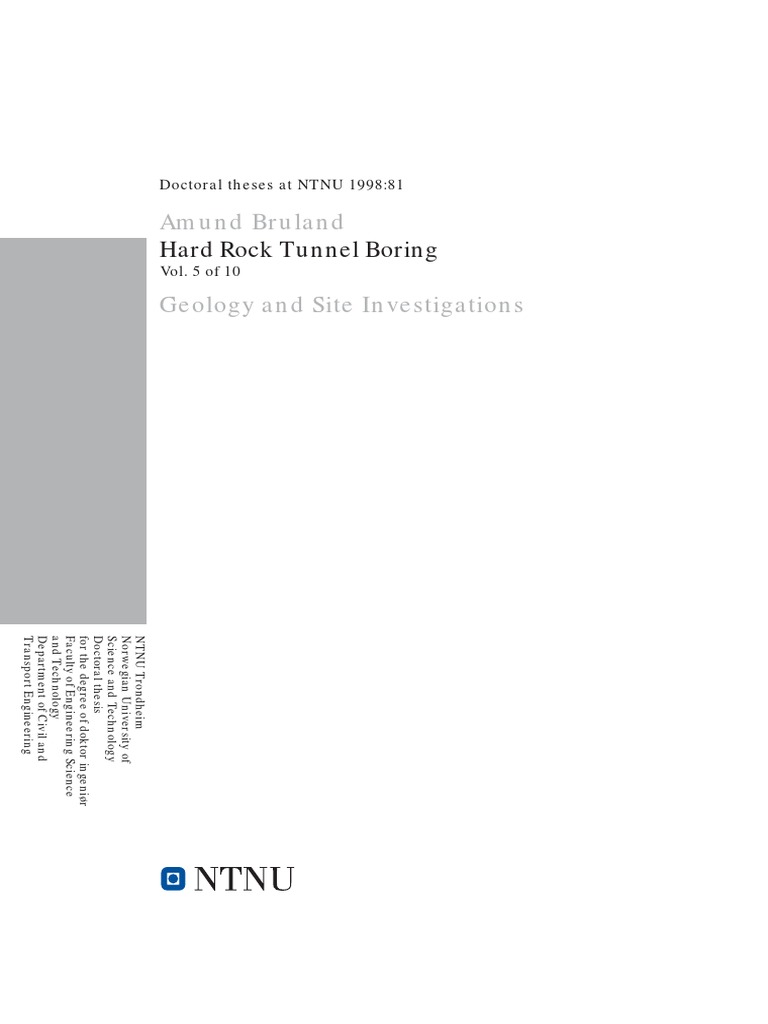 NTNU Hard Rock Tunnel Boring Thesis | PDF | Tunnel | Wear