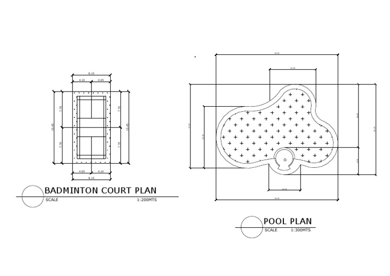Badminton Court Plan: Scale 1:200Mts | PDF