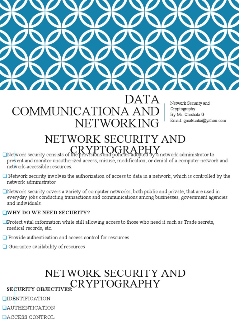 Network Security and Cryptography: An Overview of Key Concepts and ...