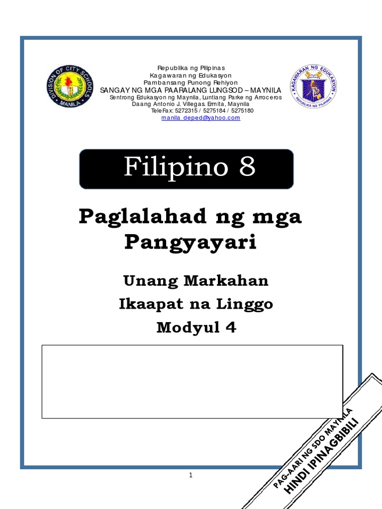FILIPINO-8 Q1 Mod4 | PDF