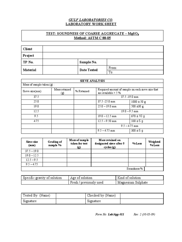 Soundness Test of Coarse Aggregate | PDF | Physical Sciences | Chemistry