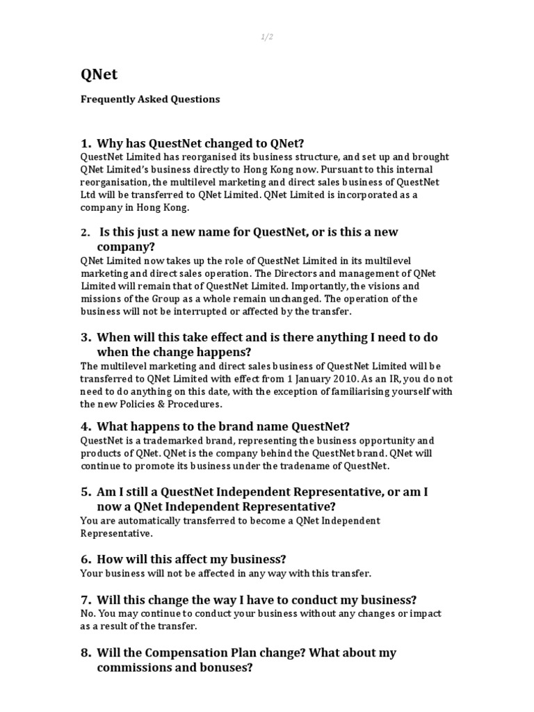 QNet FAQ | PDF | Business | Marketing