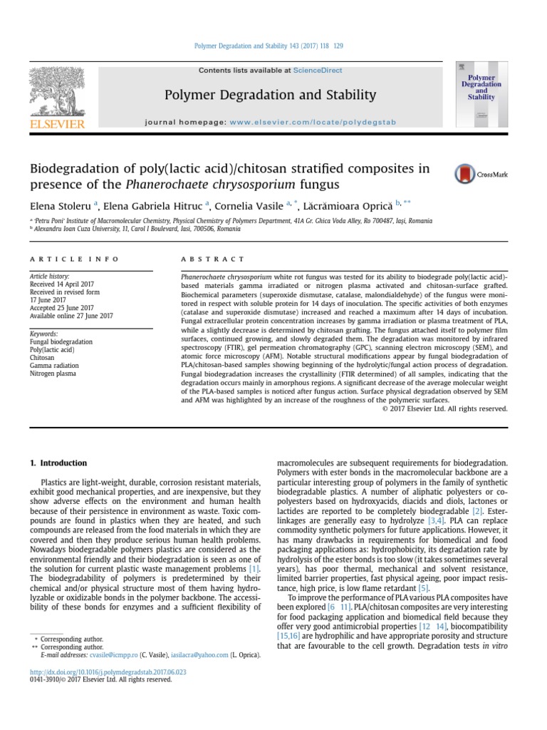 Biodegradation of Poly (Lactic Acid) - Chitosan Stratified Composites ...