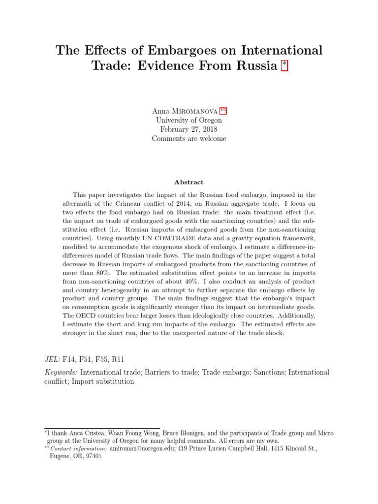 Effects of Embargo | PDF | International Sanctions During The Ukrainian ...