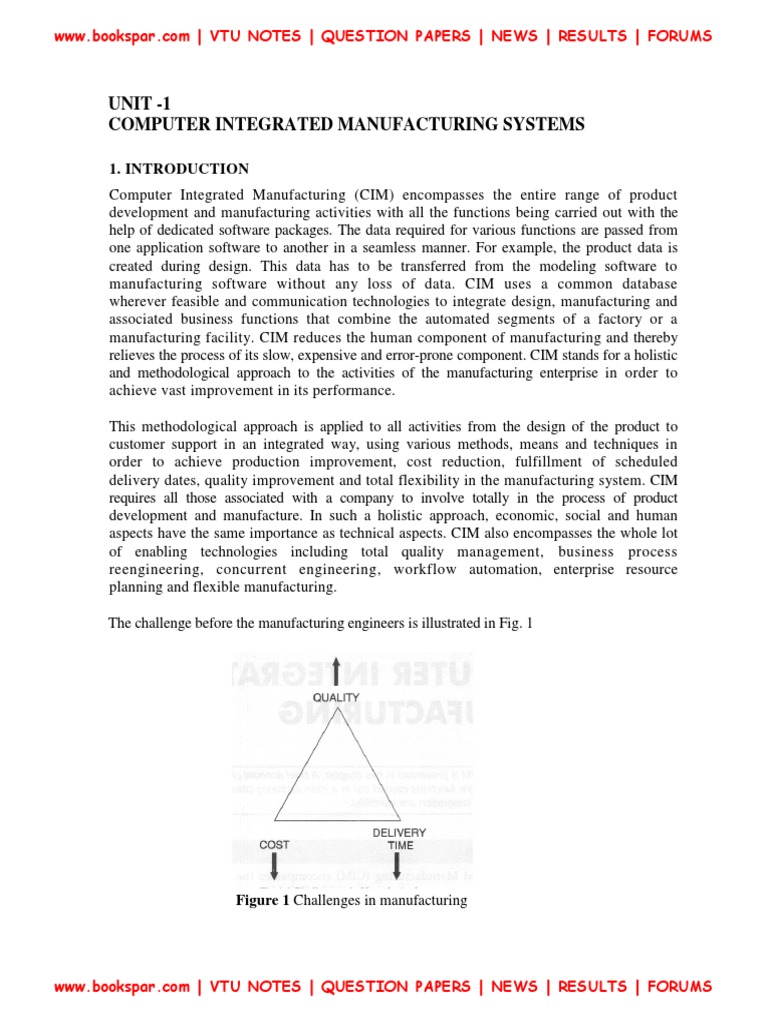 Unit - 1 Computer Integrated Manufacturing Systems | PDF | Automation ...