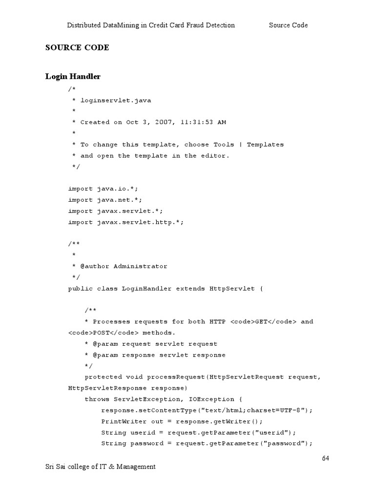 Source Code Distributed Datamining In Credit Card Fraud Detection Source Code Pdf Java