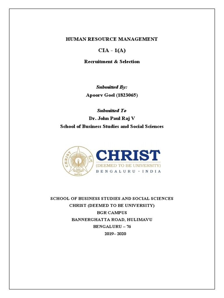 HRM Research Article CIA 1 | PDF | Recruitment | Human Resource Management