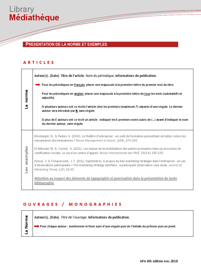 APA Norme - Exemples - Biblio PDF | PDF | Virgule | Doctorat