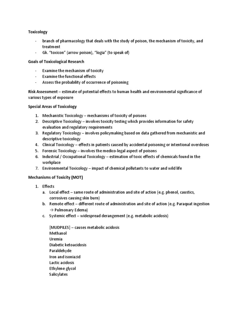 Toxicology Notes | PDF | Toxicology | Poison
