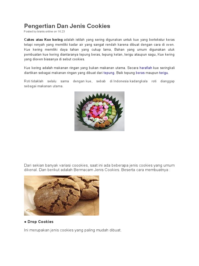 Jenis-Jenis Cookies dan Cara Membuatnya | PDF