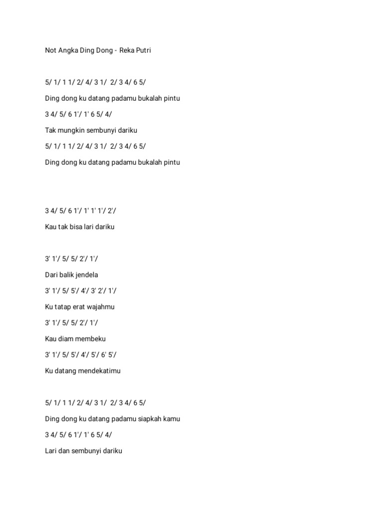 Not Angka Ding Dong | PDF