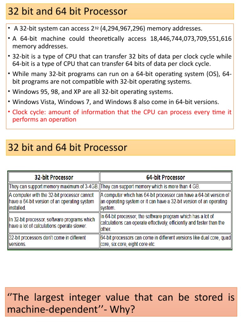 32 Bit and 64 Bit Processor | PDF | 64 Bit Computing | Integer (Computer Science)