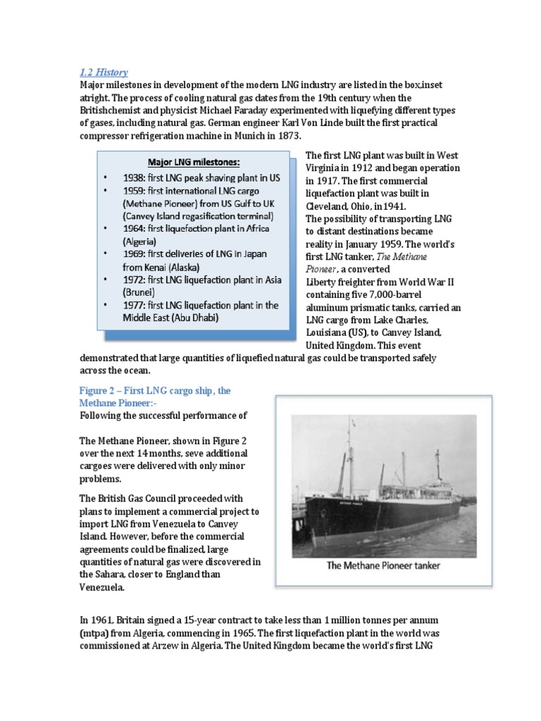 1.2 History: Figure 2 - First LNG Cargo Ship, The Methane Pioneer | PDF ...