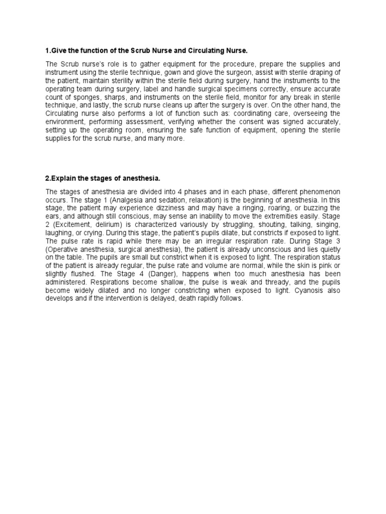 1.give The Function of The Scrub Nurse and Circulating Nurse | PDF