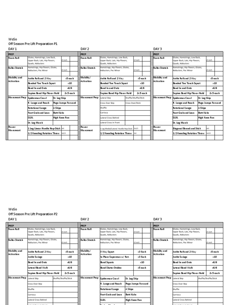 WoSo 2 Phase Warm Up and Training | PDF | Anatomical Terms Of Motion | Foot