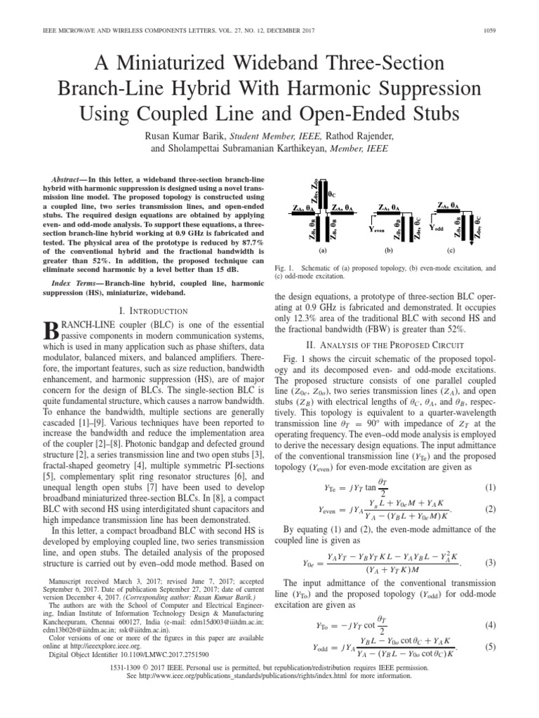 1-A Miniaturized Wideband Three-Section Branch-Line Hybrid With ...