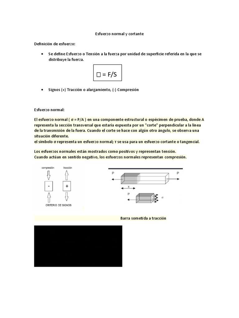 Esfuerzo Normal y Cortante | PDF | Estrés (Mecánica) | Fuerza