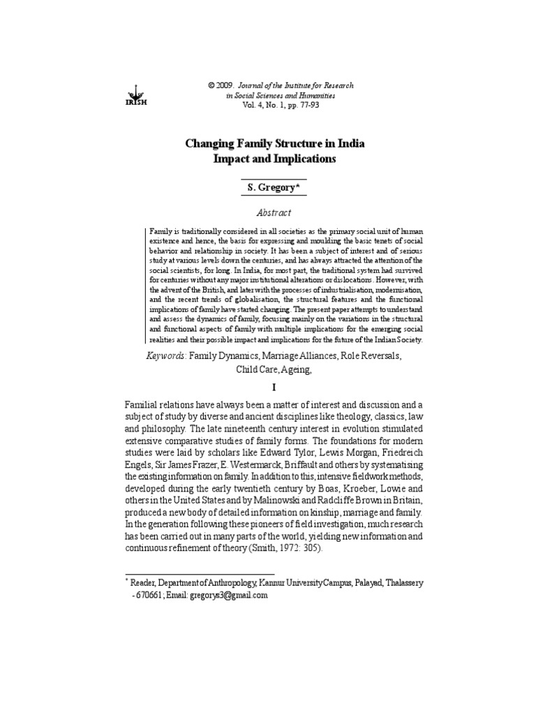 Changing Family Structure PDF | PDF | Family | Wife