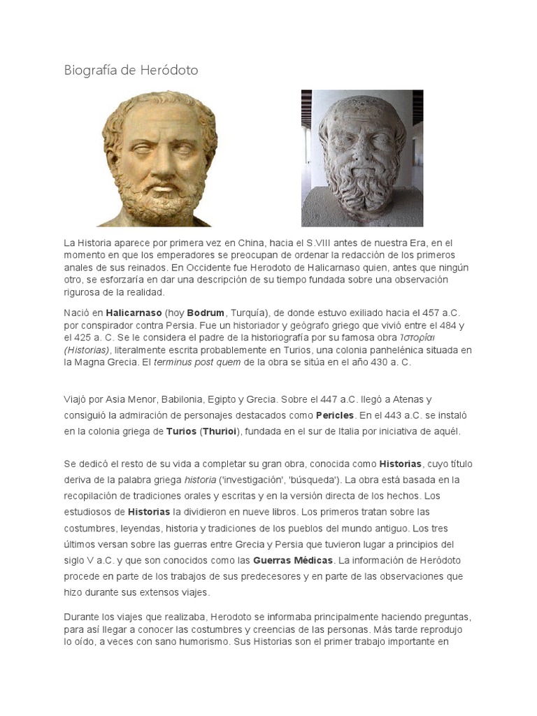 Biografía de Heródoto de Halicarnaso | PDF | Herodoto | Antigua Grecia