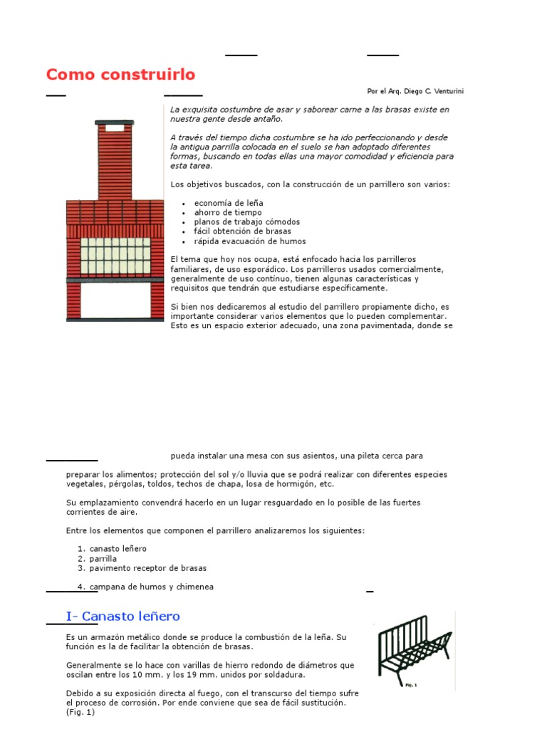 Planos y construcción de parrillas | PDF | Chimenea | Materiales