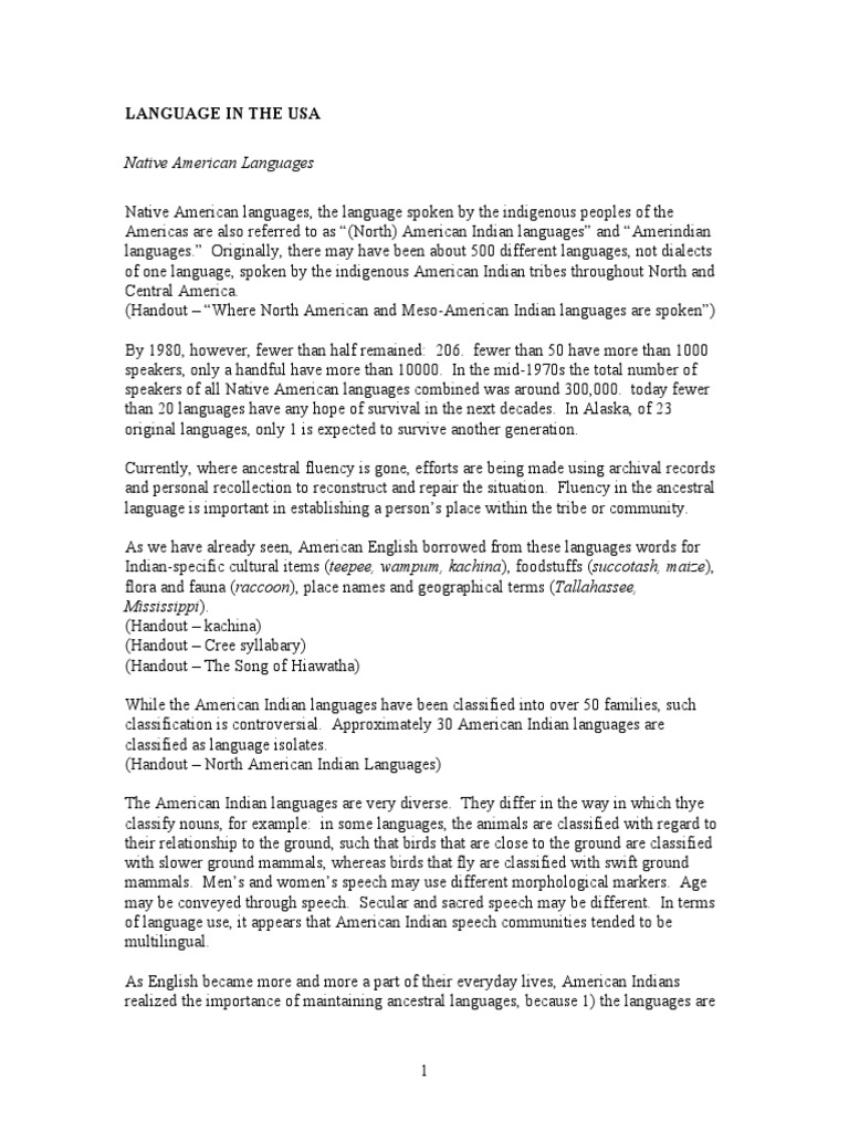 5-American Indian Languages | PDF | Indigenous Peoples Of The Americas ...