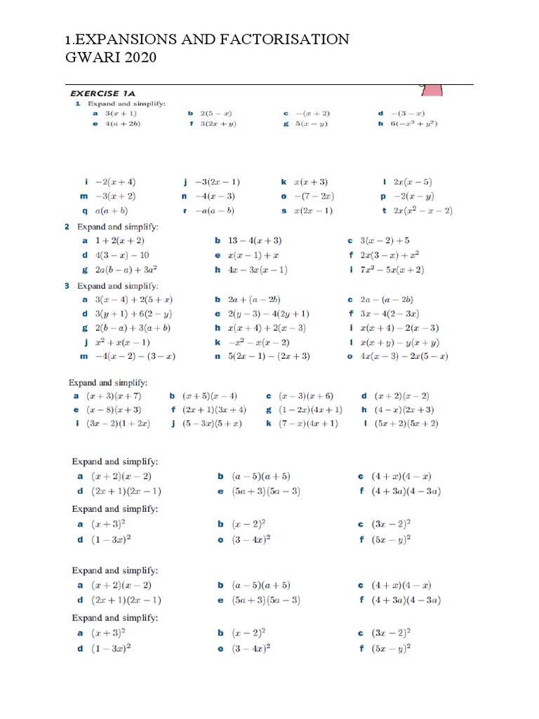 .Expansions and Factorisation GWARI 2020 | PDF
