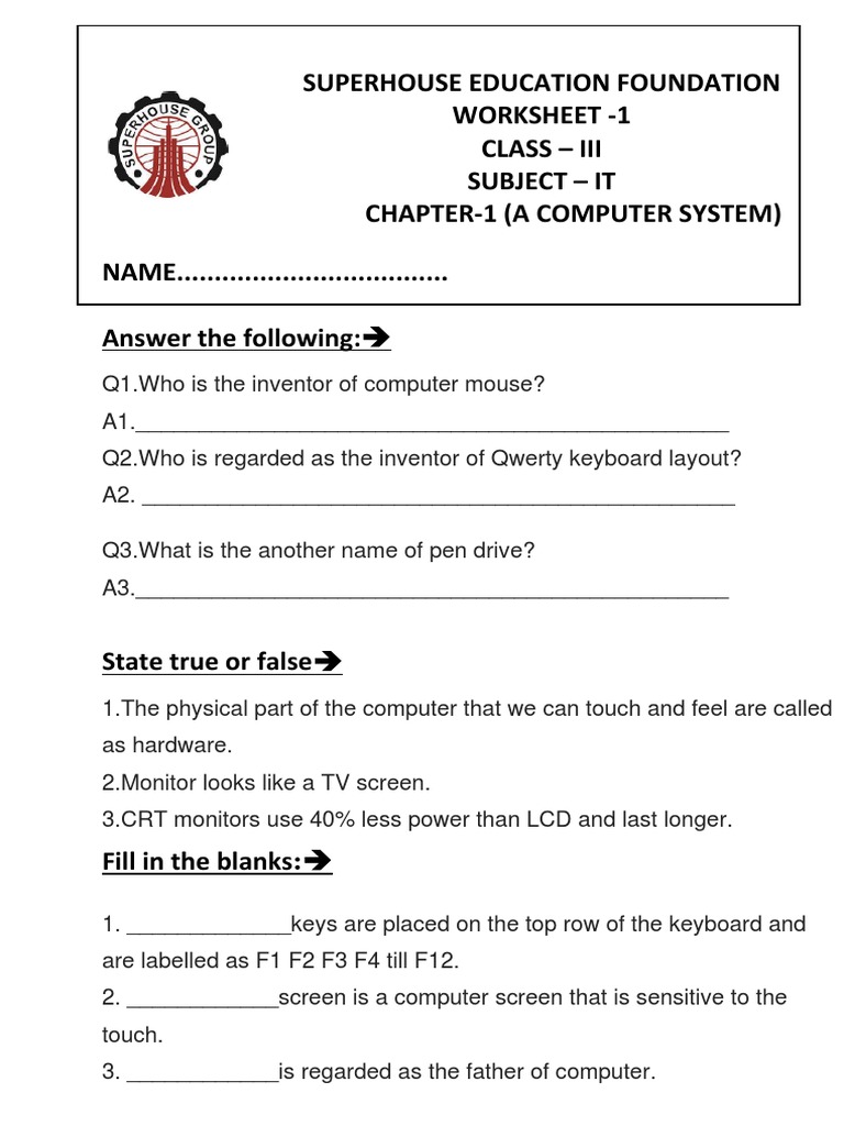 Chapter 1 - WORKSHEET PDF | PDF